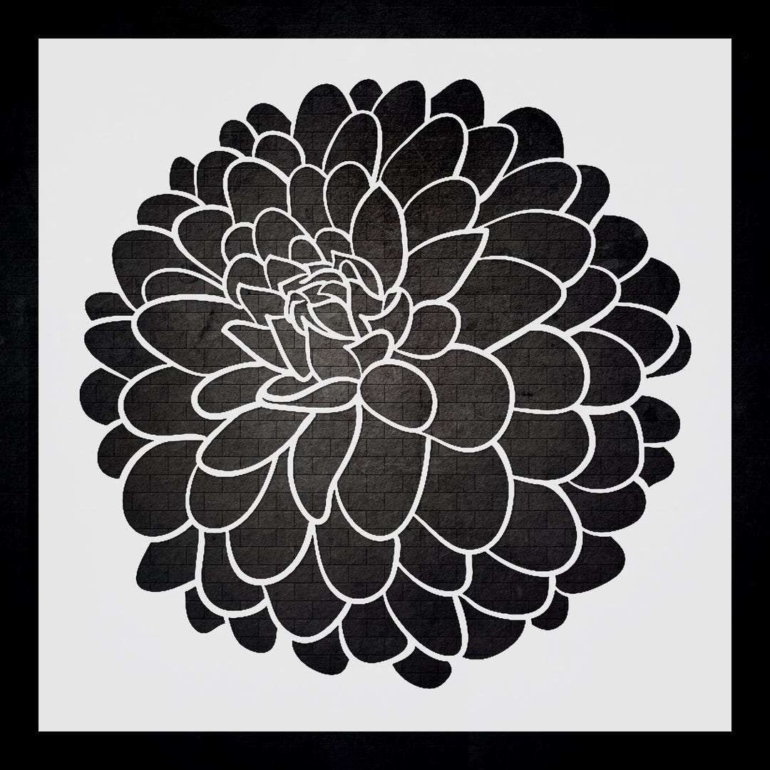 Flower Wall Stencil - Navy Blush Dahlia - Elegant Decor Template ...