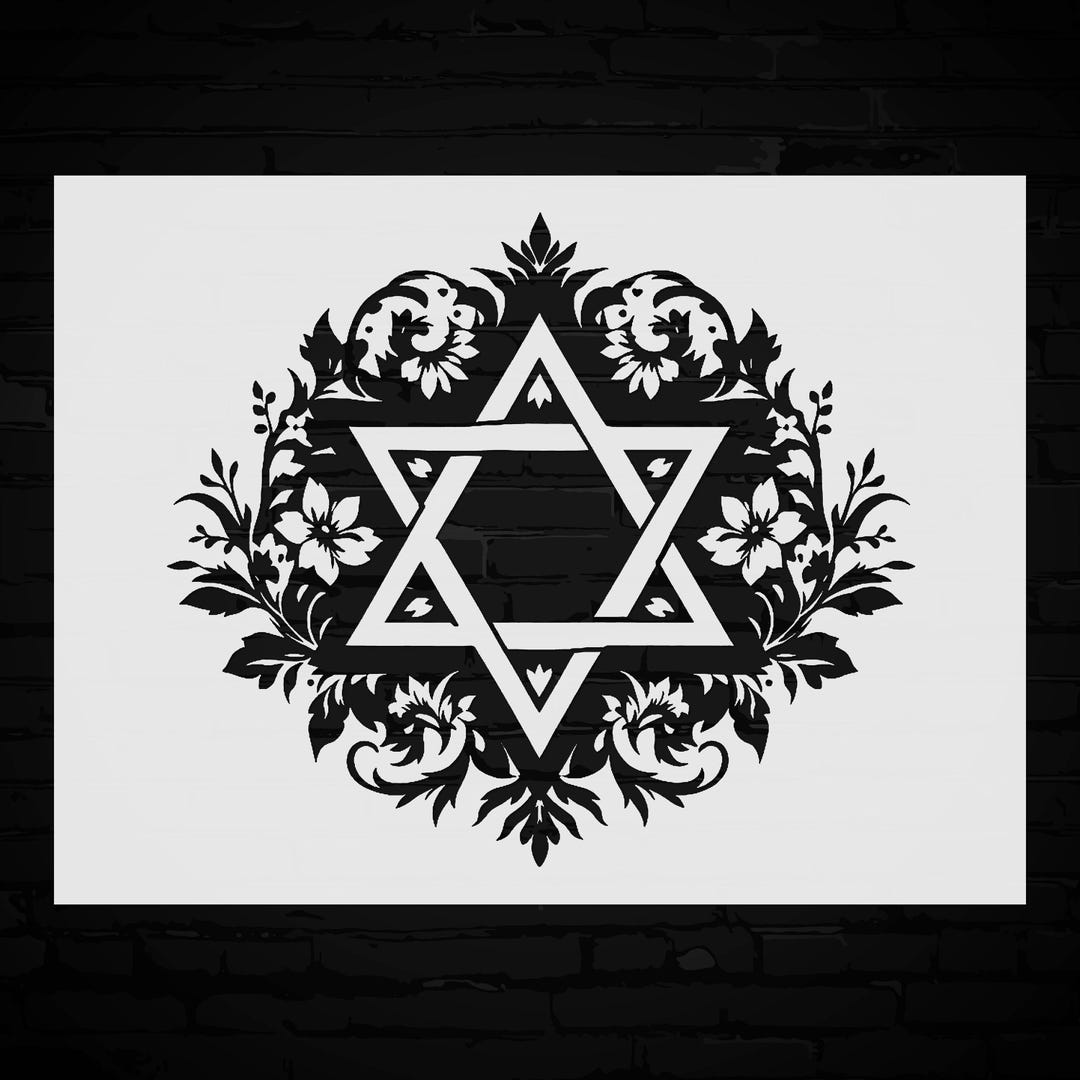 Floral Star of David Stencil Template Reusable - Decorative Pattern ...