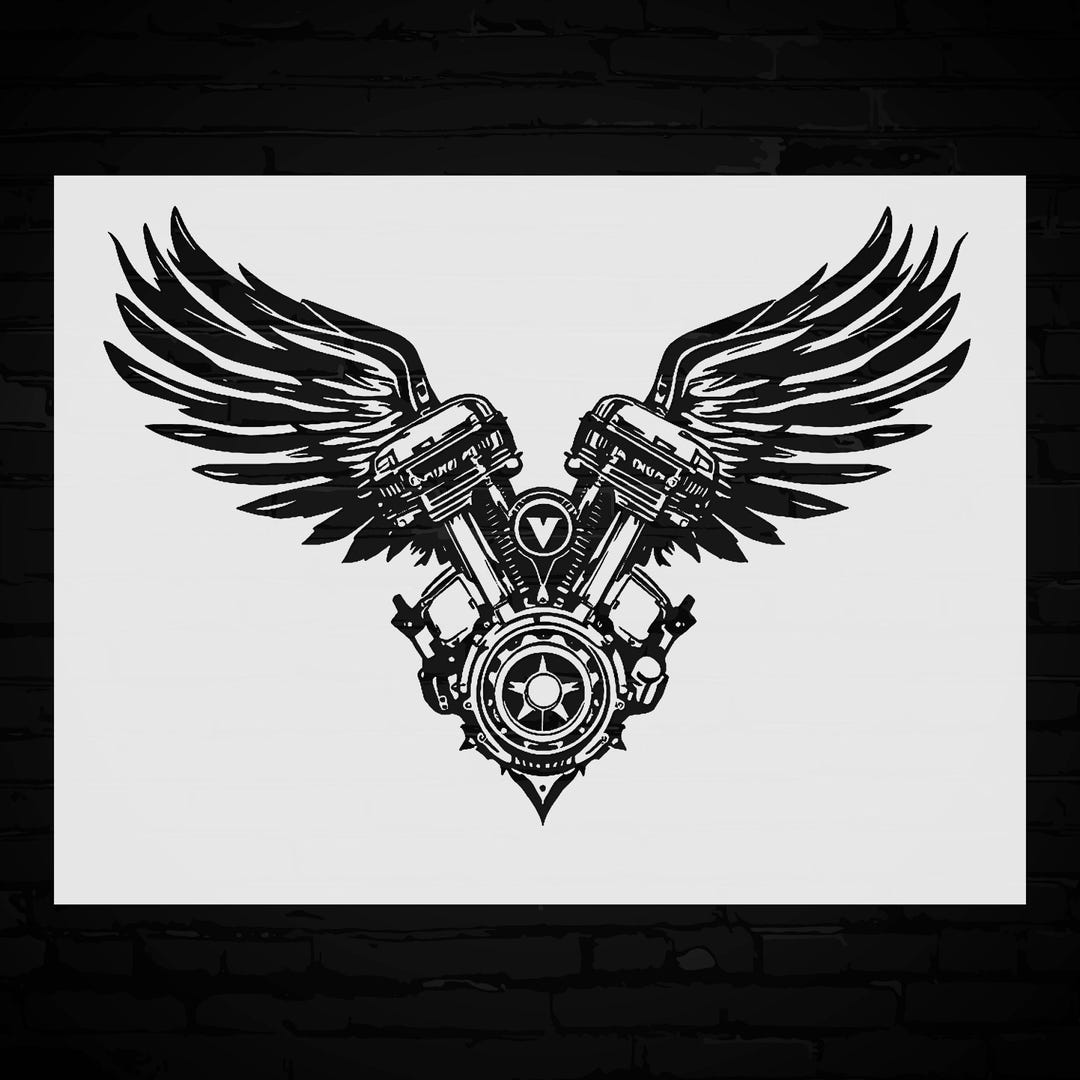V-twin Engine Stencil Template Reusable - Motorcycle Decor, Design ...