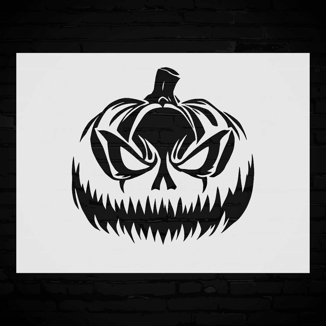 Reusable Spooky Pumpkin Stencil Template for Halloween Decor DIY Crafts ...