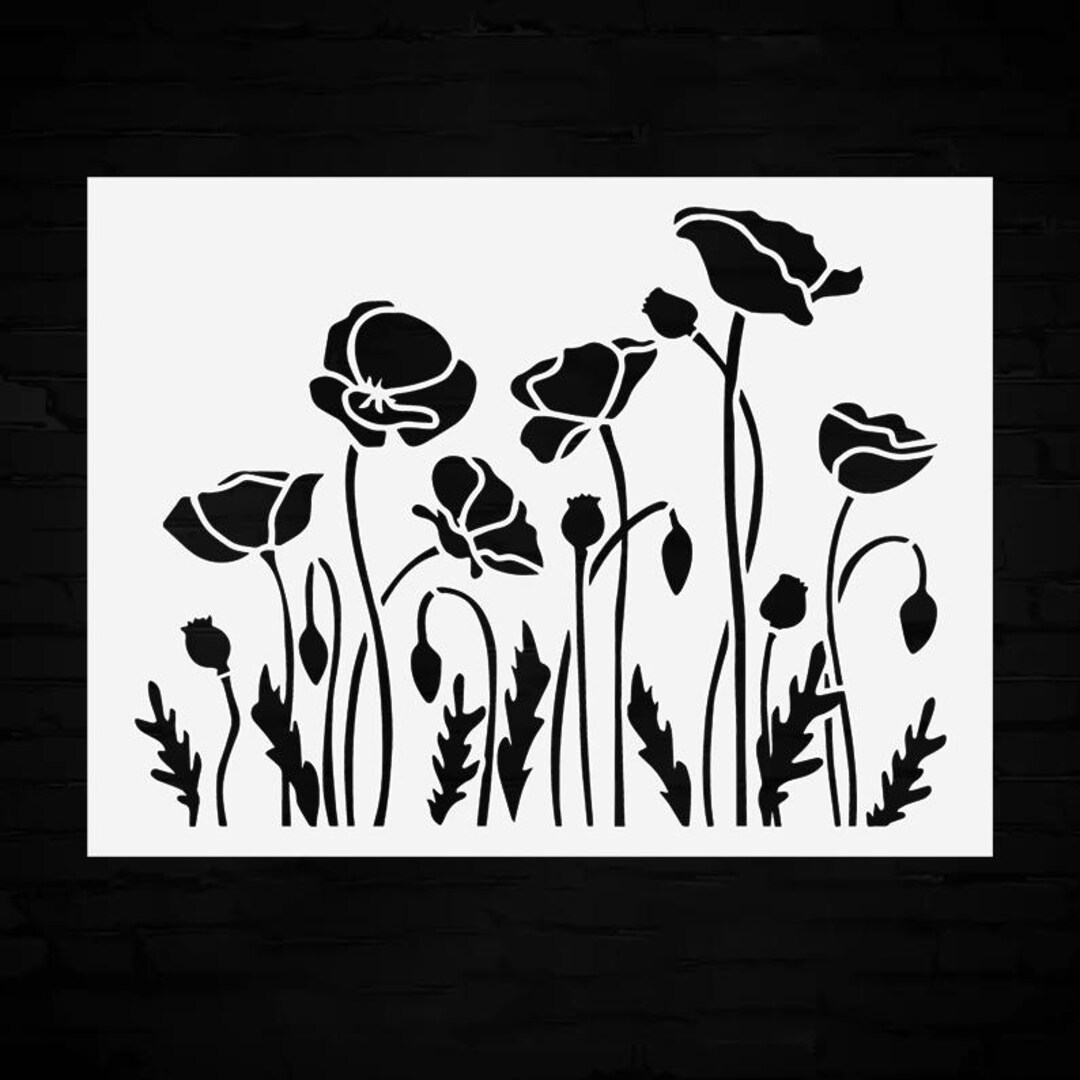 Poppy Floral Stencil Template Reusable - Perfect for DIY Decor, Glass ...