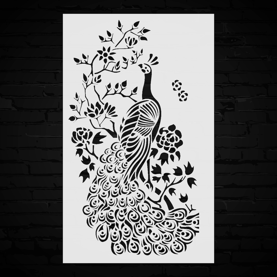 Peacock Design Stencil Template Reusable - Elegant Wall Decor, DIY ...