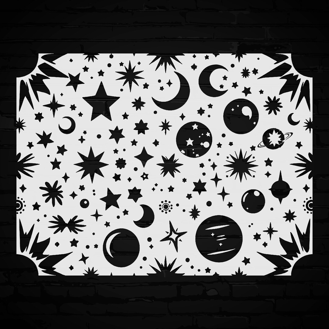 Cosmic Stencil Template for Wall Art Planet Stars Moon Sun Design DIY ...