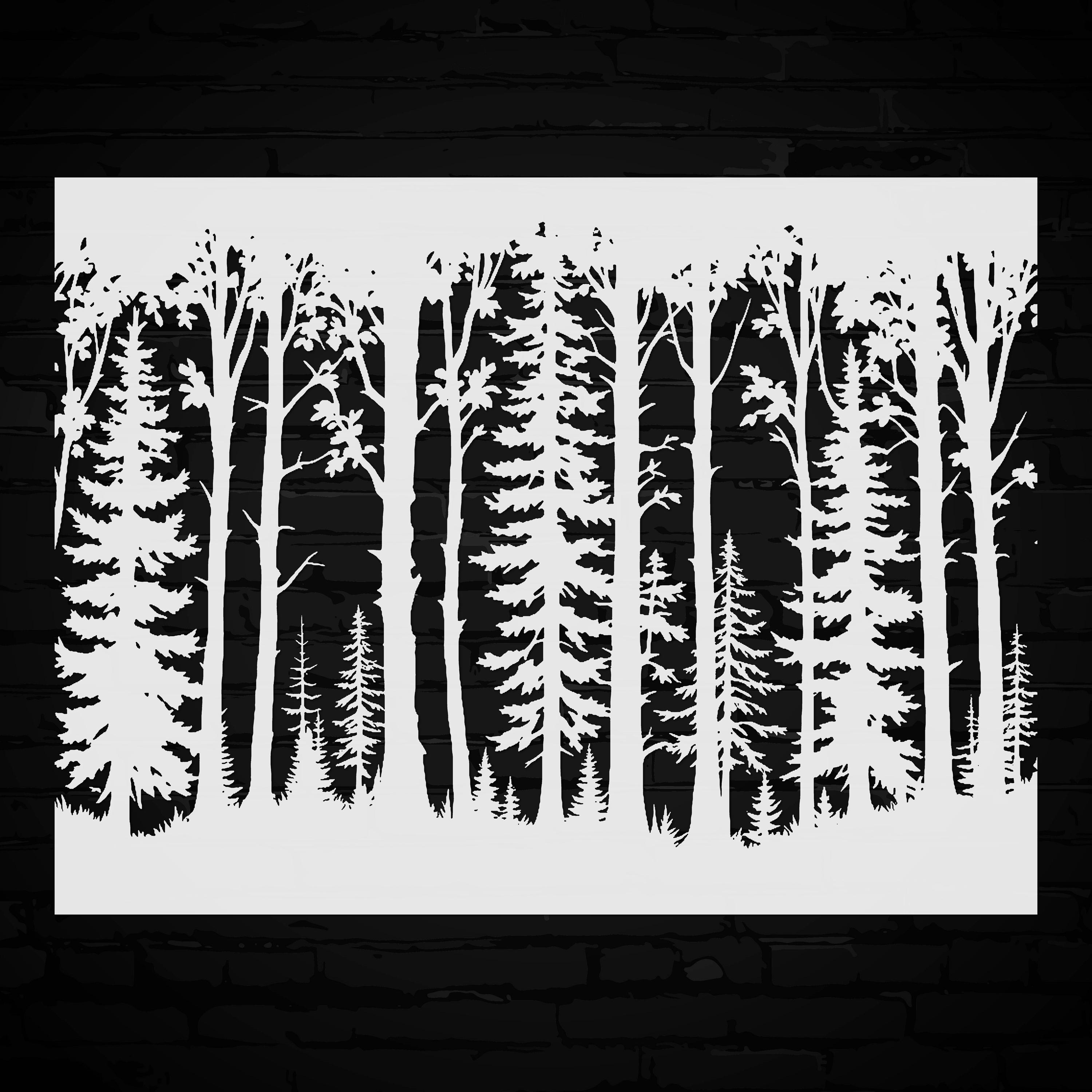 Forest Tree Stencil Template - Reusable Nature Pattern for Wall Art ...