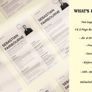 Modern Minimalistic Resume Template, Editable CV for Word, Pages ...
