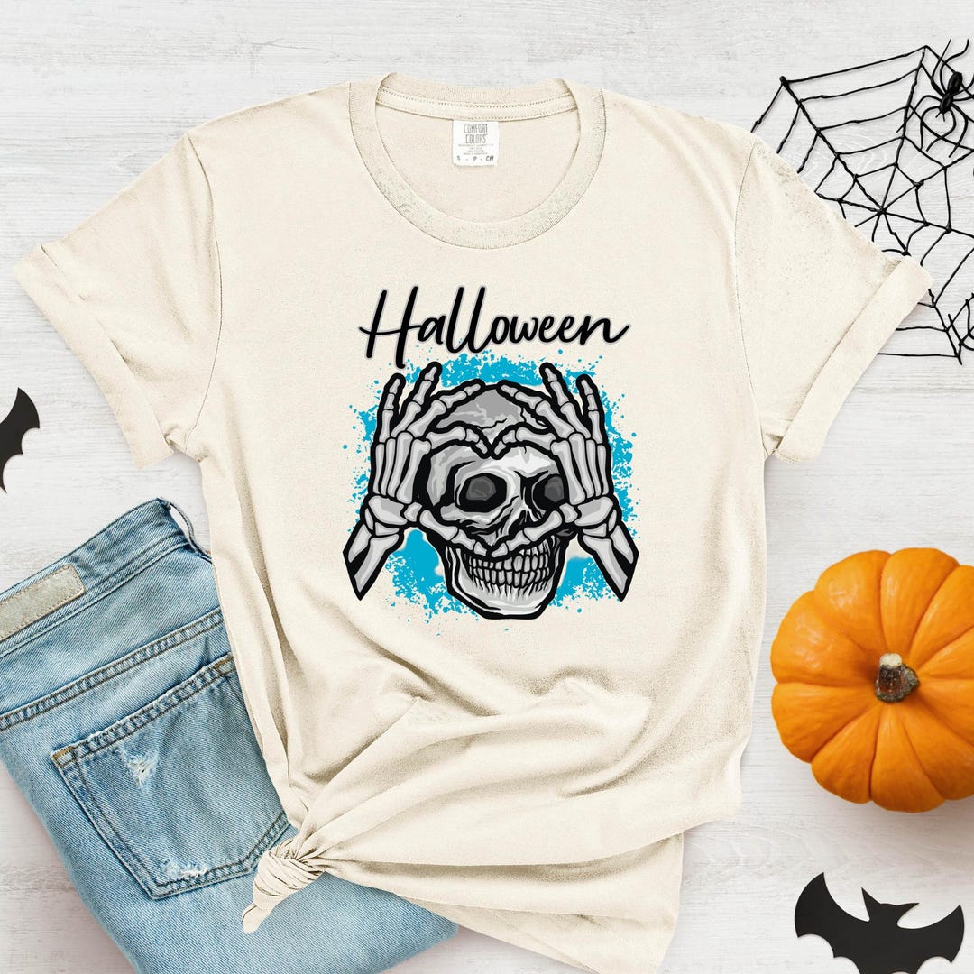Matching Couples Skeleton Halloween Shirt: Gothic Horror Couples Cotton ...