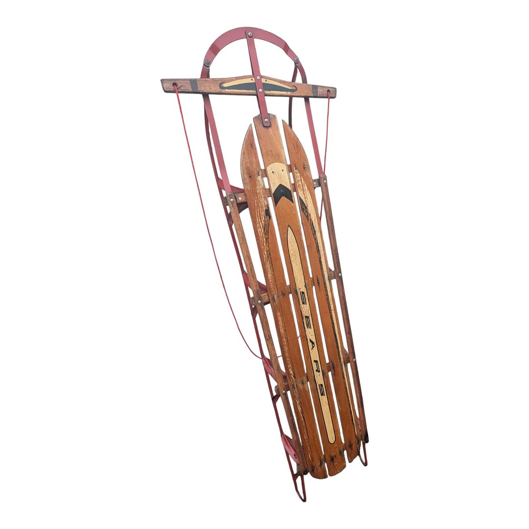 Huge 66" Vintage Sears Wooden Sled | Antique Snow King Style Sled ...