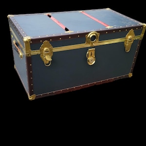 Vintage Black Trunk, Long Lock Trunk, Black Chest - Etsy