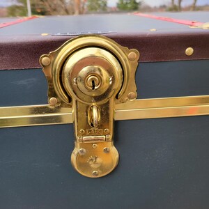 Vintage Black Trunk, Long Lock Trunk, Black Chest - Etsy