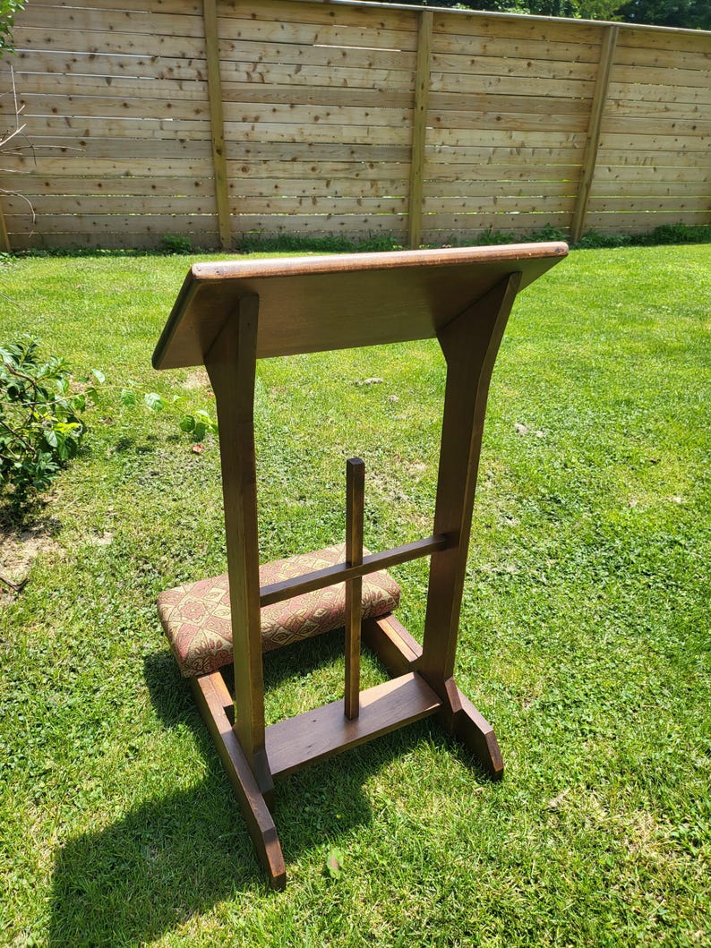 Vintage Wooden Prayer Kneeler: Padded Bench, Religious Altar Furniture ...