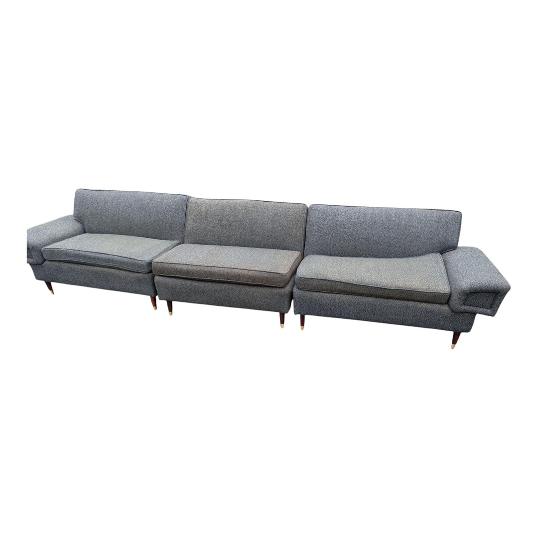 Mid-century Modern 3-piece Sectional Sofa | Low Profile MCM Peg Legs ...