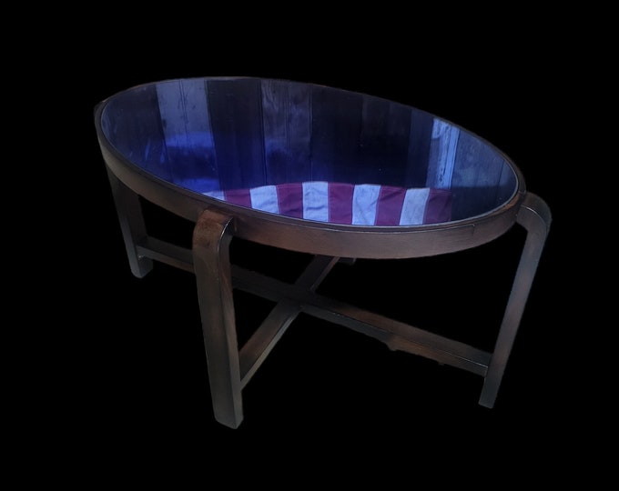 Prohibition Era Cobalt Blue Glass Table – Art Deco Vintage Side Table ...