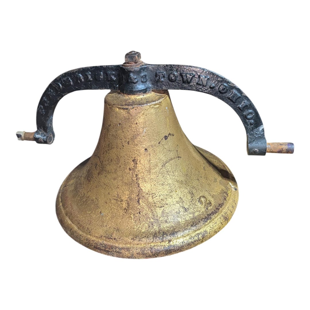 Antique Cast Iron Farm Bell – Fredericktown Ohio No. 2, Gold Finish - Etsy