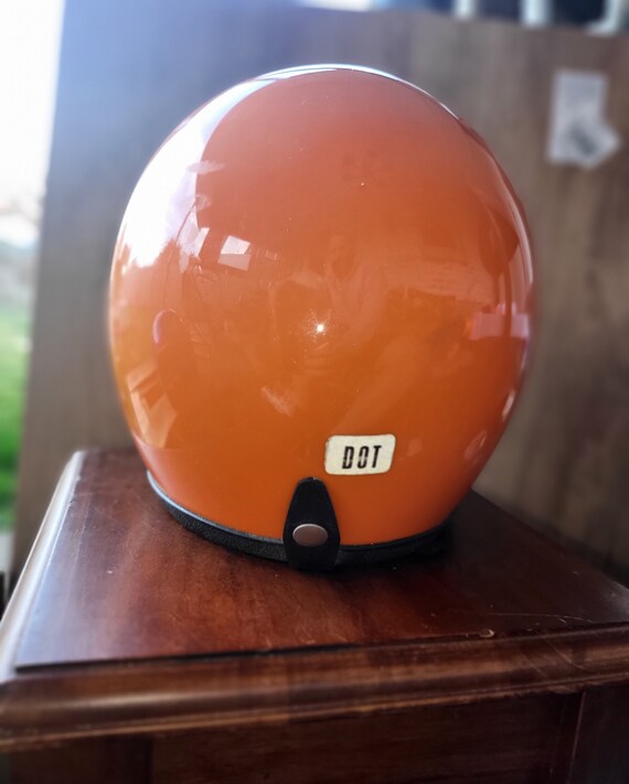 Motorcycle helmet, orange helmet, vintage helmet, cho… - Gem