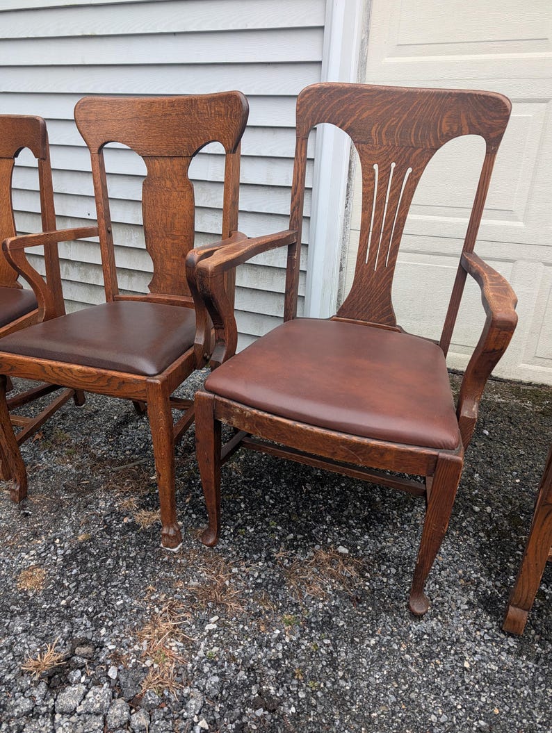 Set of 6 Antique Quarter Sawn Oak Dining Chairs, "the Metropolitan ...