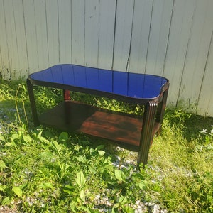 Art Deco Table, Cobalt Blue Table, Vintage Table, Sho Shugi Ban, Side ...