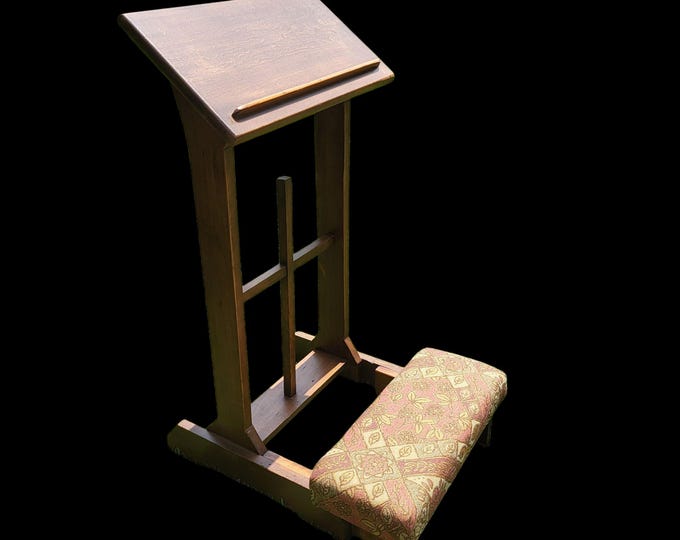 Vintage Wooden Prayer Kneeler: Padded Bench, Religious Altar Furniture ...
