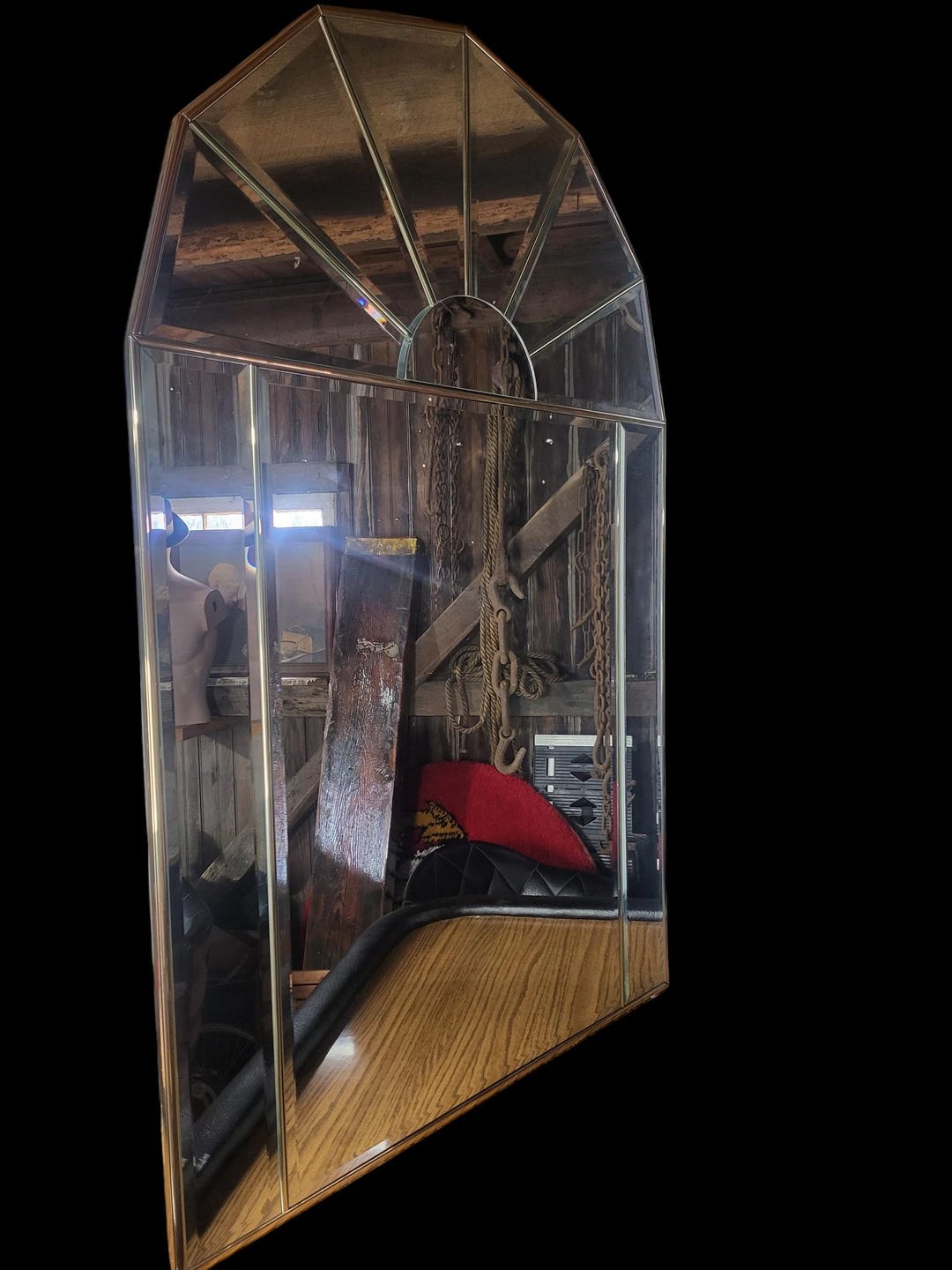 Vintage 80s Mirror – Postmodern Wall Mirror With Brass Plated Accents ...