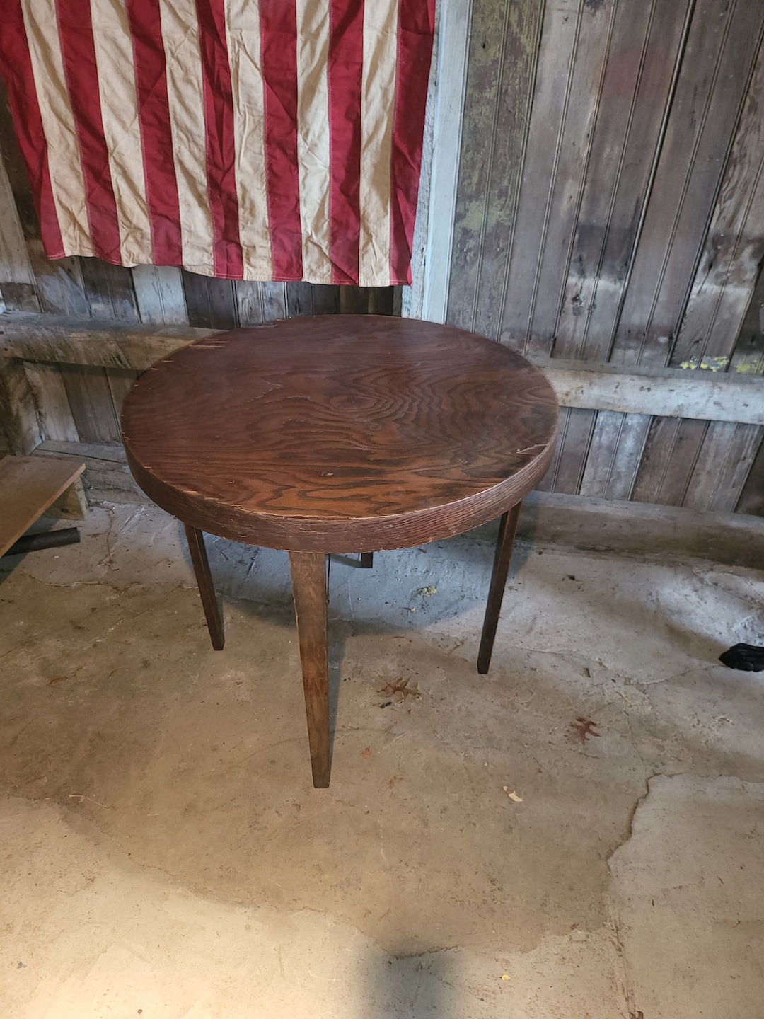 Peerless table, round wood table, folding woodd table, small wood table ...