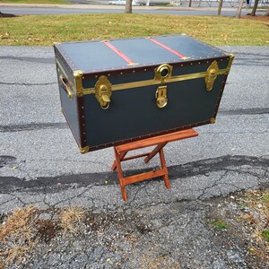 Vintage Black Trunk, Long Lock Trunk, Black Chest - Etsy