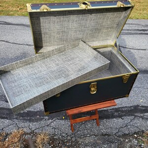Vintage Black Trunk, Long Lock Trunk, Black Chest - Etsy