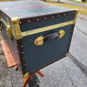Vintage Black Trunk, Long Lock Trunk, Black Chest - Etsy