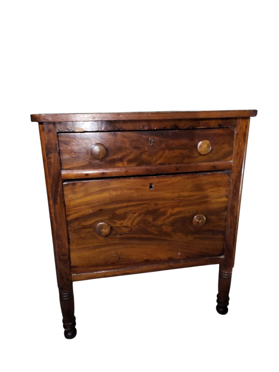 Early 1900s Wooden Nightstand – Solid Wood Bedside Table With Drawers ...