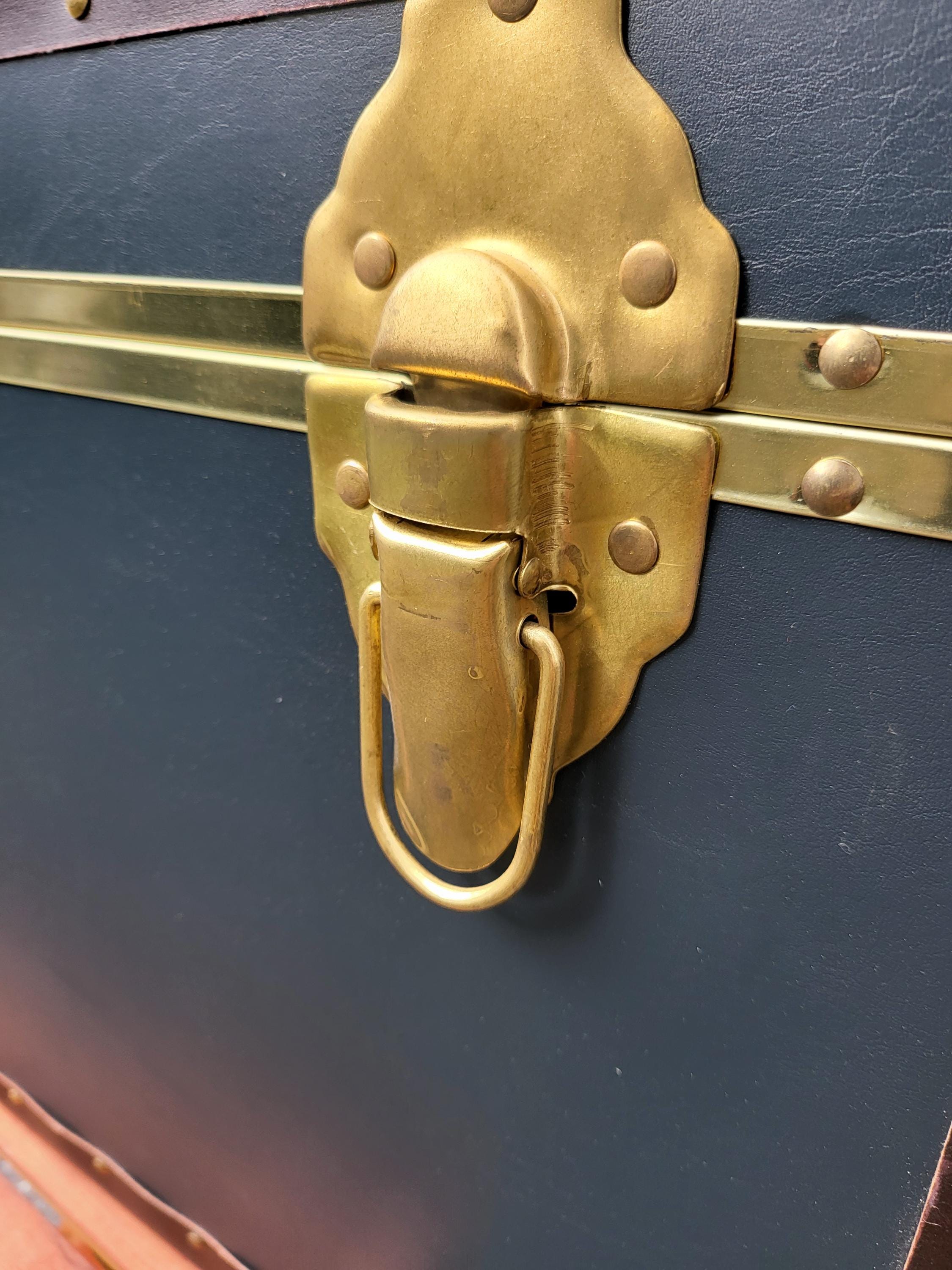 Vintage Greenish Blue Trunk: Long Lock Chest With Gold Accent - Etsy