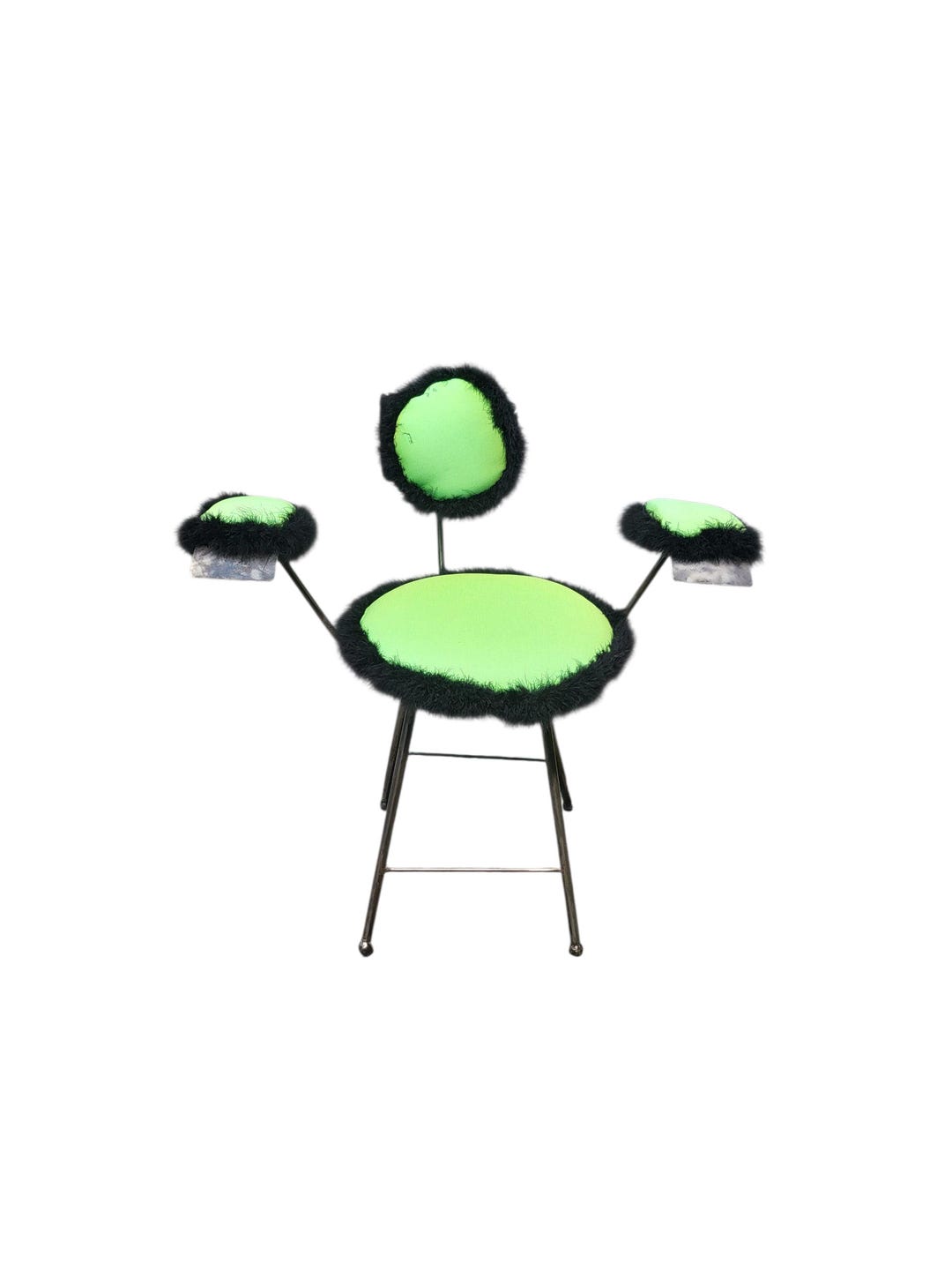 Handmade Industrial Glam Metal Art Chair – Bright Green & Black Faux ...