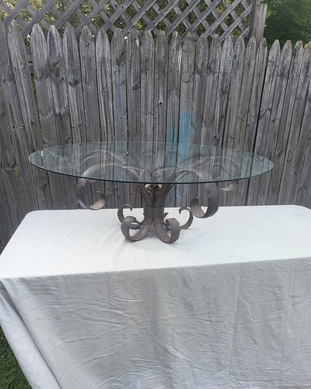 Sculpted Metal Leaves Coffee Table - Mid-century Modern Designer Table ...