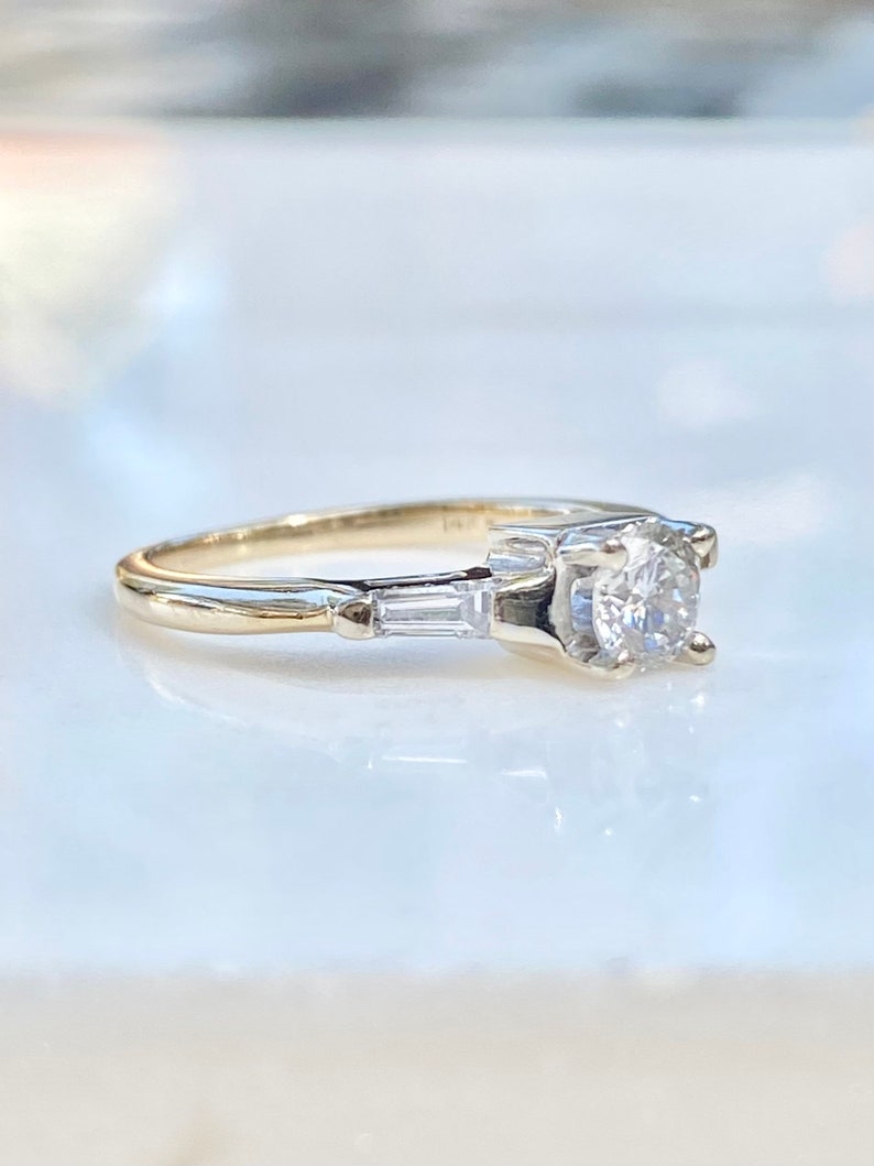 Natural Diamond Engagement Ring Half Carat Diamond Ring 14K - Etsy