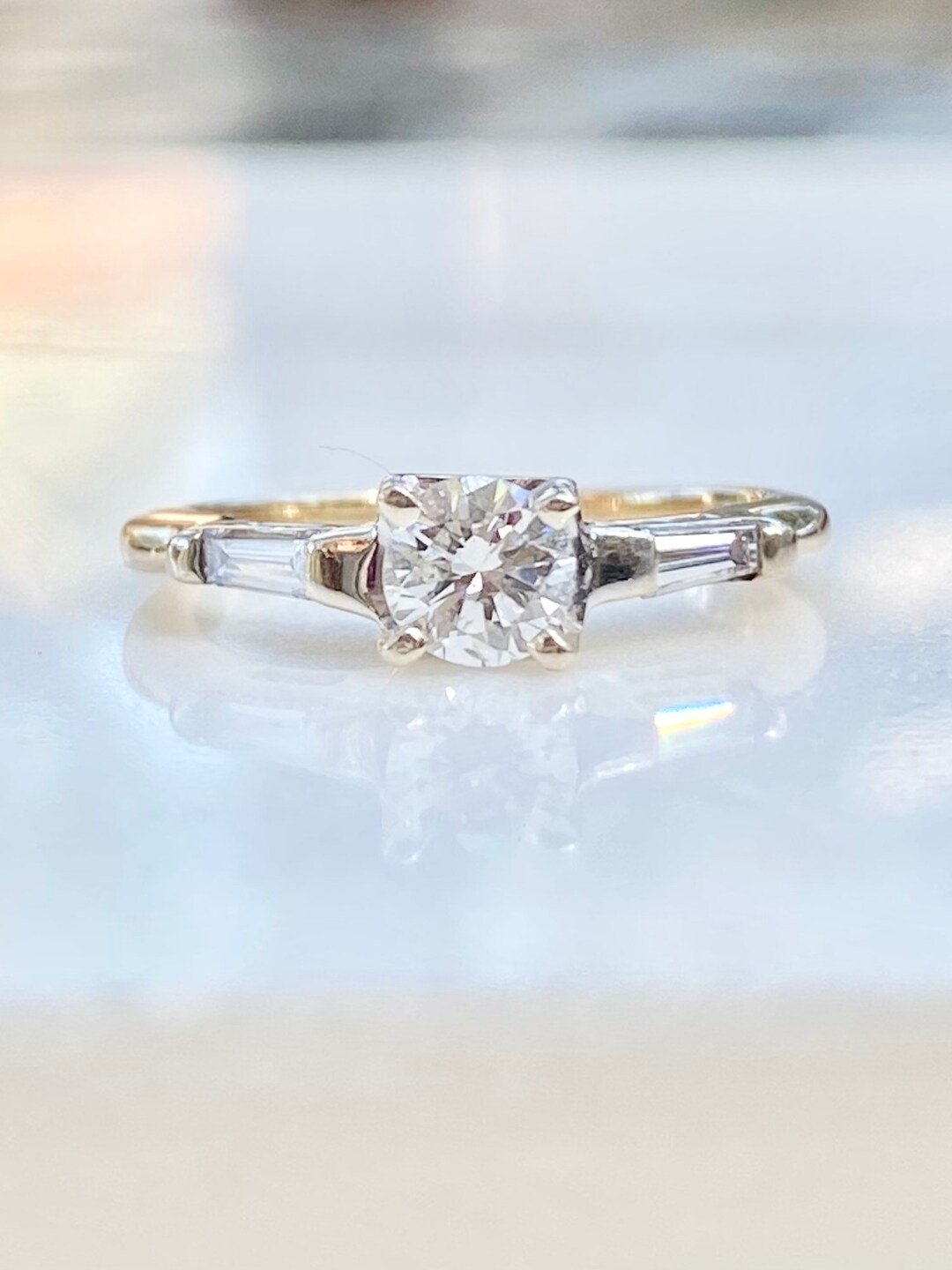 Natural Diamond Engagement Ring, Half Carat Diamond Ring, 14K Solid ...