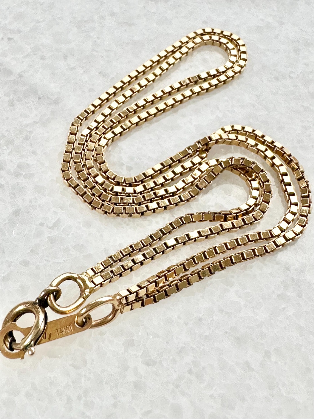 Vintage 14k Gold Double Box Chain Bracelet 7 1/2 " Long, Solid Yellow ...