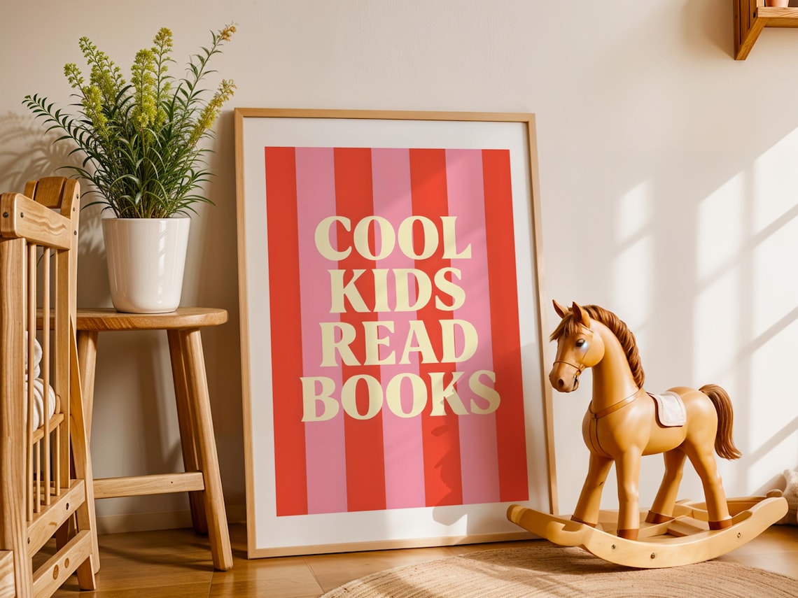 Cool Kids Read Books, Digital Download Poster, Kids Book Wall Art ...