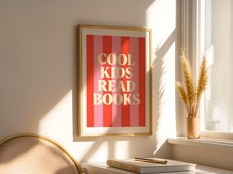 Cool Kids Read Books, Digital Download Poster, Kids Book Wall Art ...