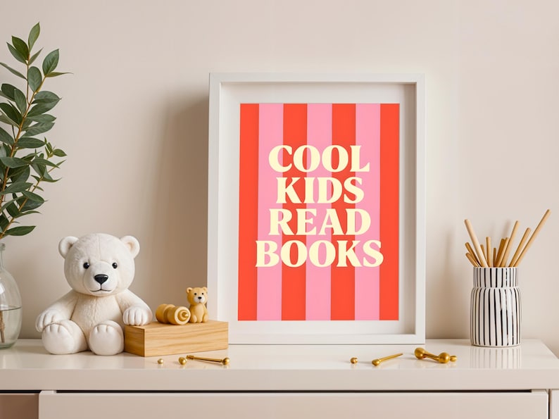 Cool Kids Read Books, Digital Download Poster, Kids Book Wall Art ...