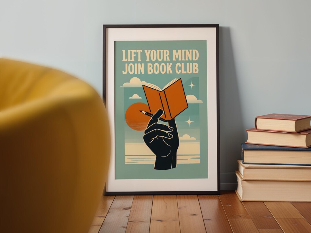 Book Club Poster, Digital Download, Pop Art Poster, Book Shelf Decor ...