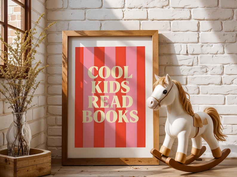 Cool Kids Read Books, Digital Download Poster, Kids Book Wall Art ...
