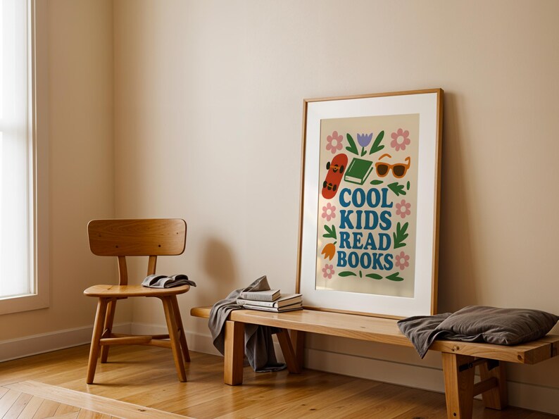 Cool Kids Read Books, Digital Download Poster, Kids Book Wall Art ...