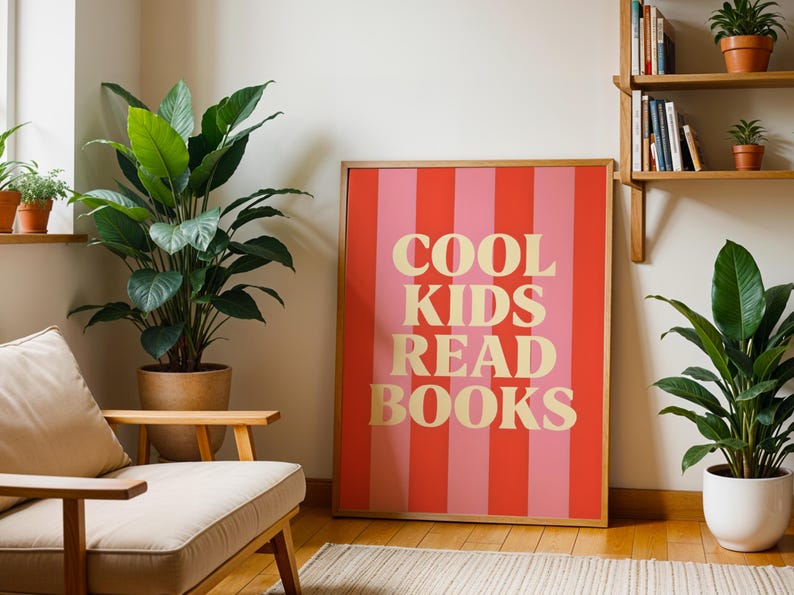 Cool Kids Read Books, Digital Download Poster, Kids Book Wall Art ...