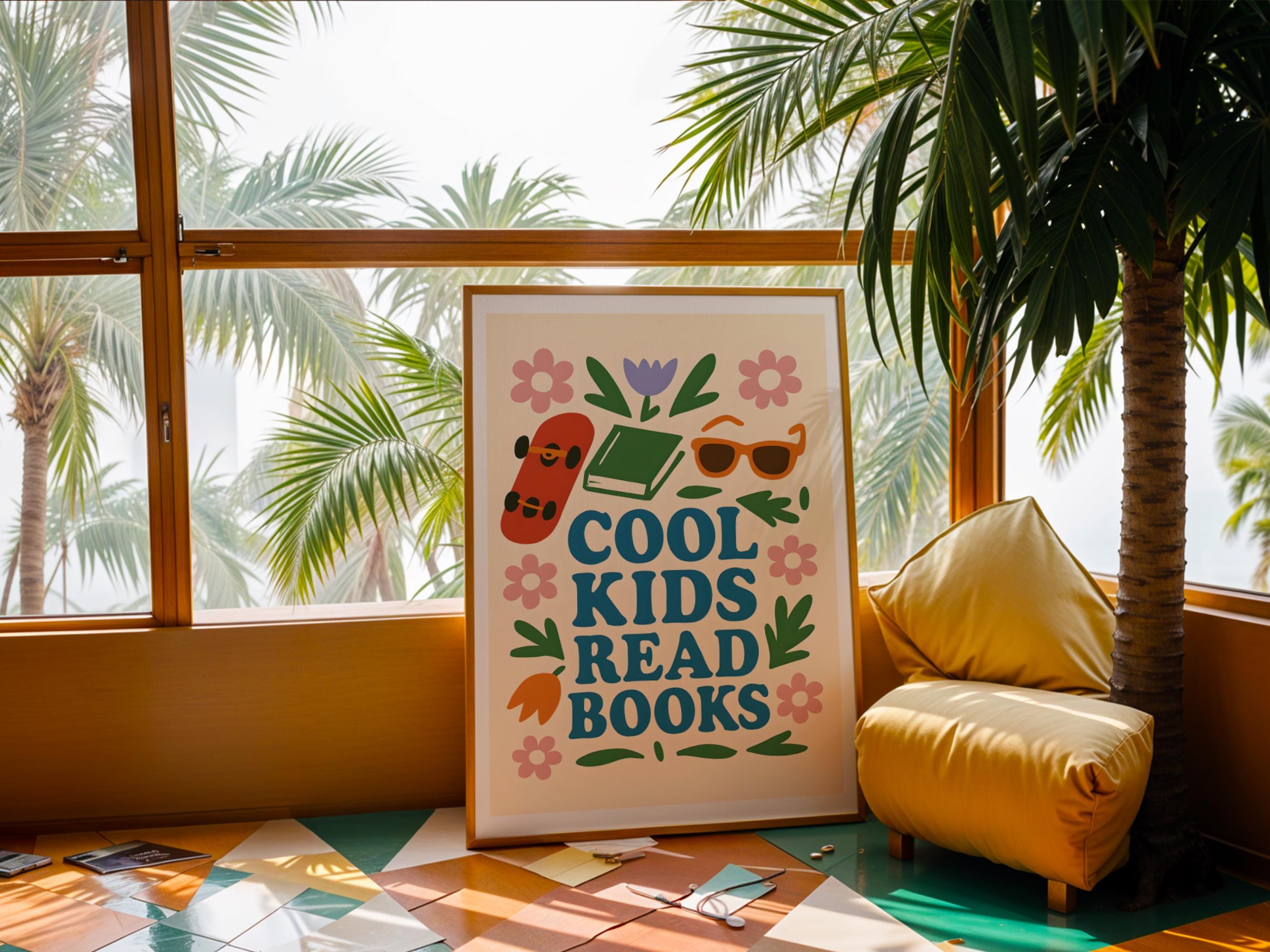 Cool Kids Read Books, Digital Download Poster, Kids Book Wall Art ...
