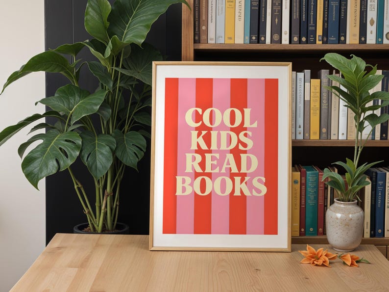 Cool Kids Read Books, Digital Download Poster, Kids Book Wall Art ...
