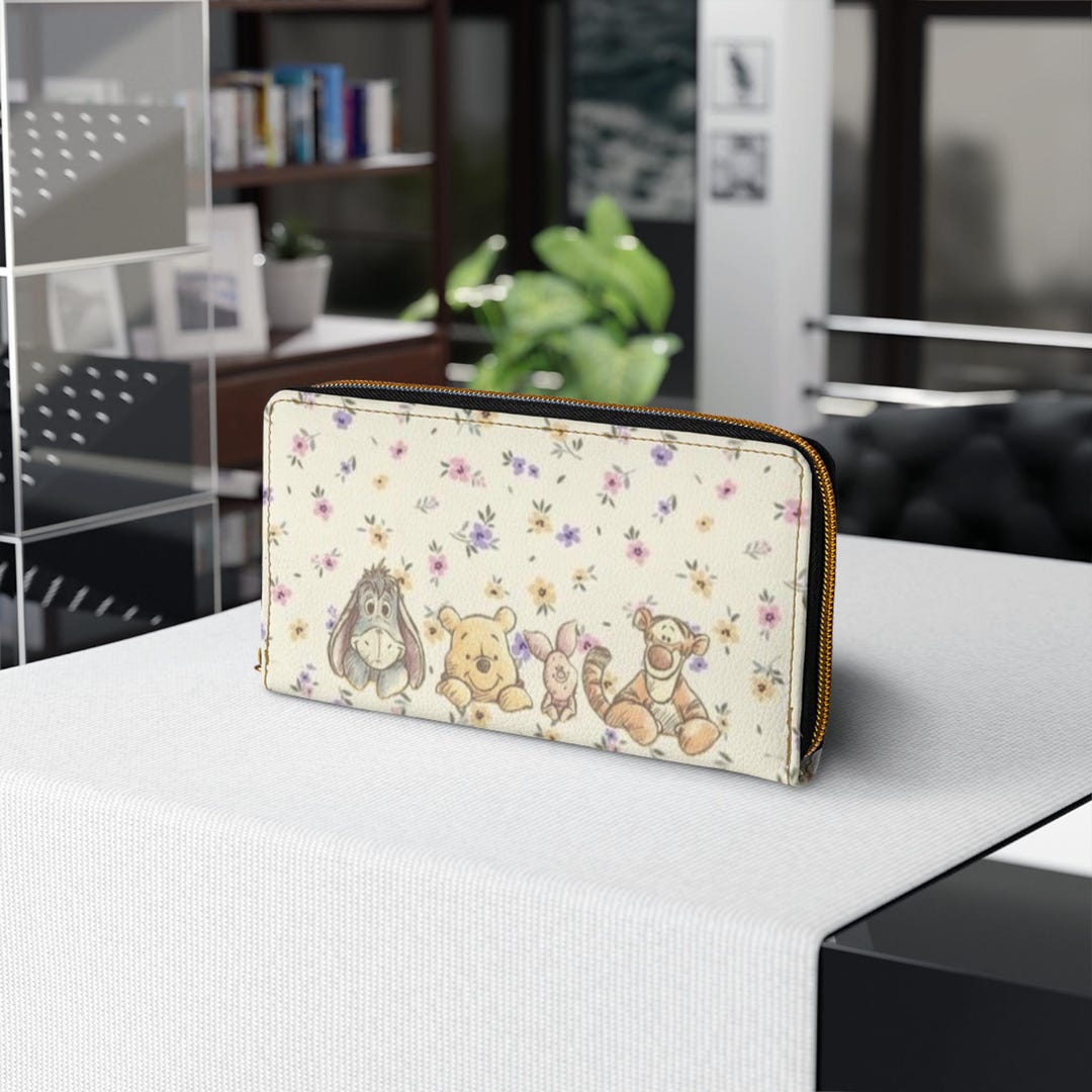 Floral Character Zipper Wallet, Cute Floral Design Wallet, Disney ...