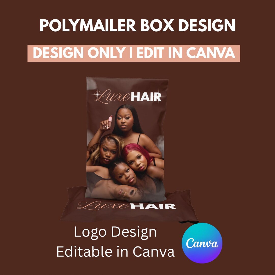 Wig Polymailer Box Design | Lace Front Wig & Packaging Bundles Hair Package | Brown Theme ...