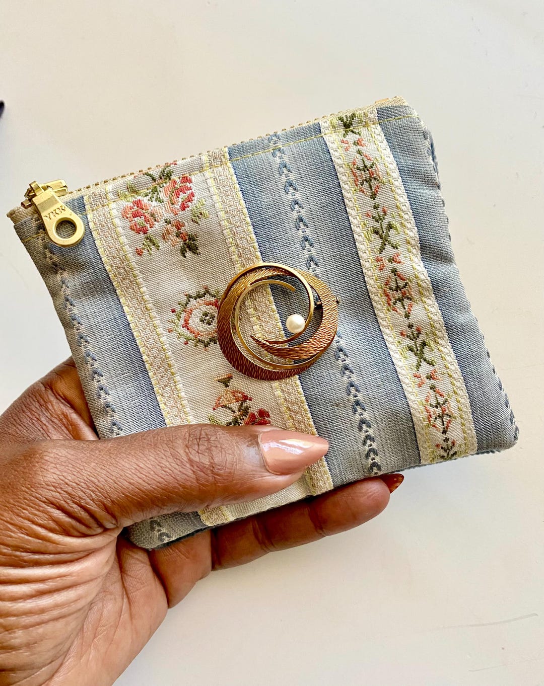 Vintage Tapestry Wallet With Vintage Gold Brooch - Handmade in Austin ...