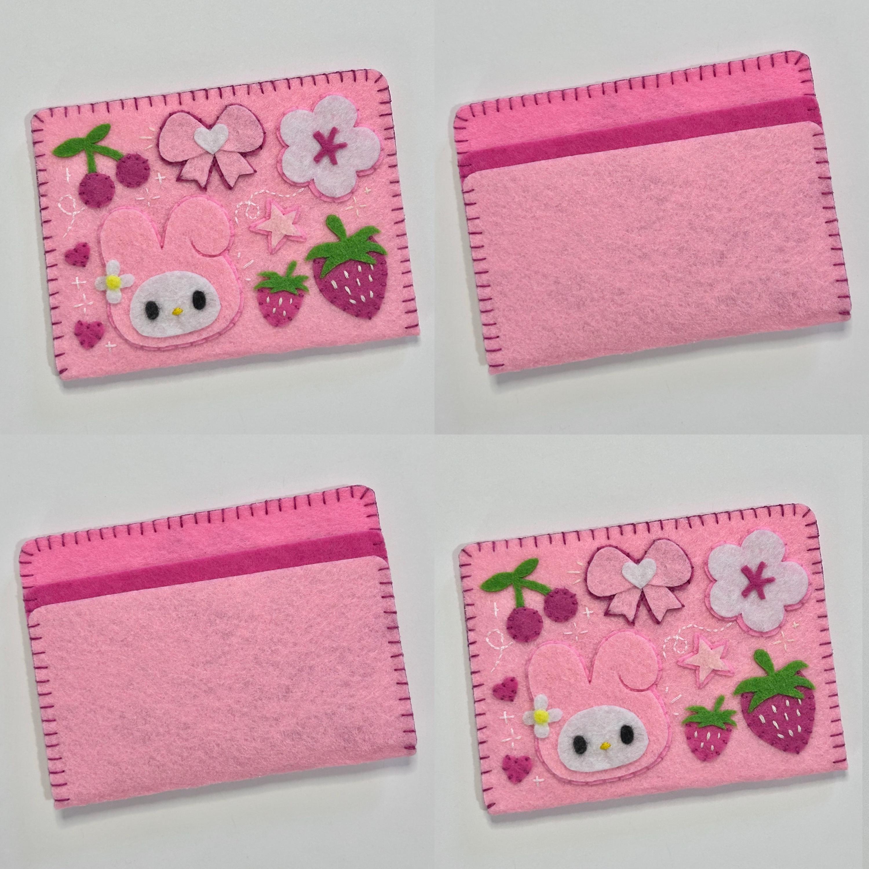 Custom Felt Card Holder Keychain Charm: Miffy Strawberry Cottagecore ...
