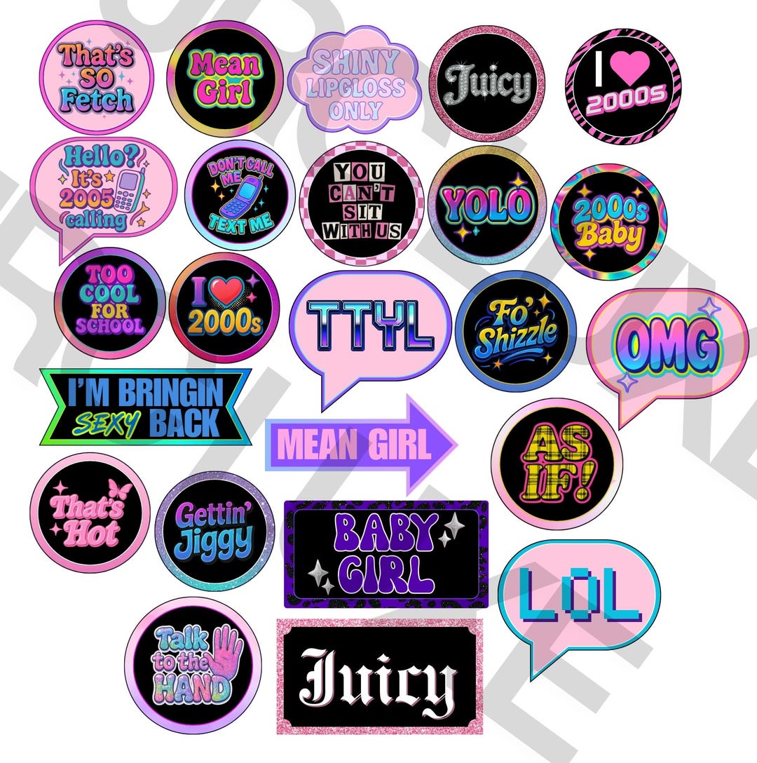 Y2K Photo Booth Props | 2000s Theme Party Accessories (digital Download ...