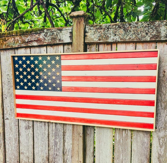 Wooden American Flag Signs