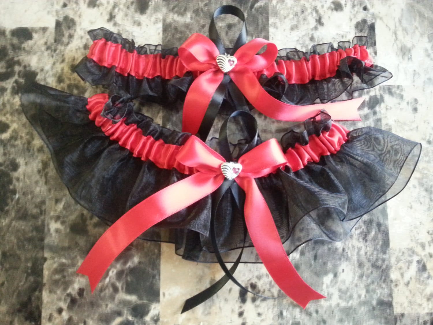 Black And Red Wedding Garter Set Any Size Color Or Style Etsy
