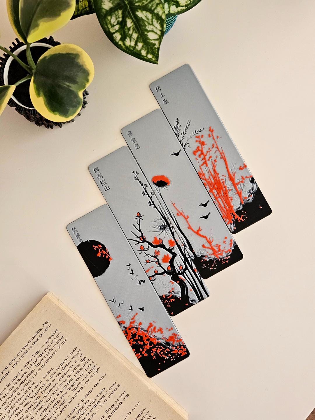 Red Blossom Bookmark Set | Oriental 3D Minimalist PLA Bookmarks - Etsy